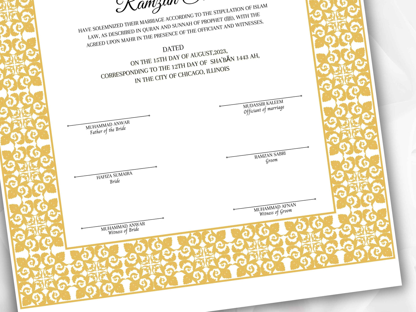 Printable Nikkah Contract Template | Islamic Marriage | PDF Muslim Mar ...